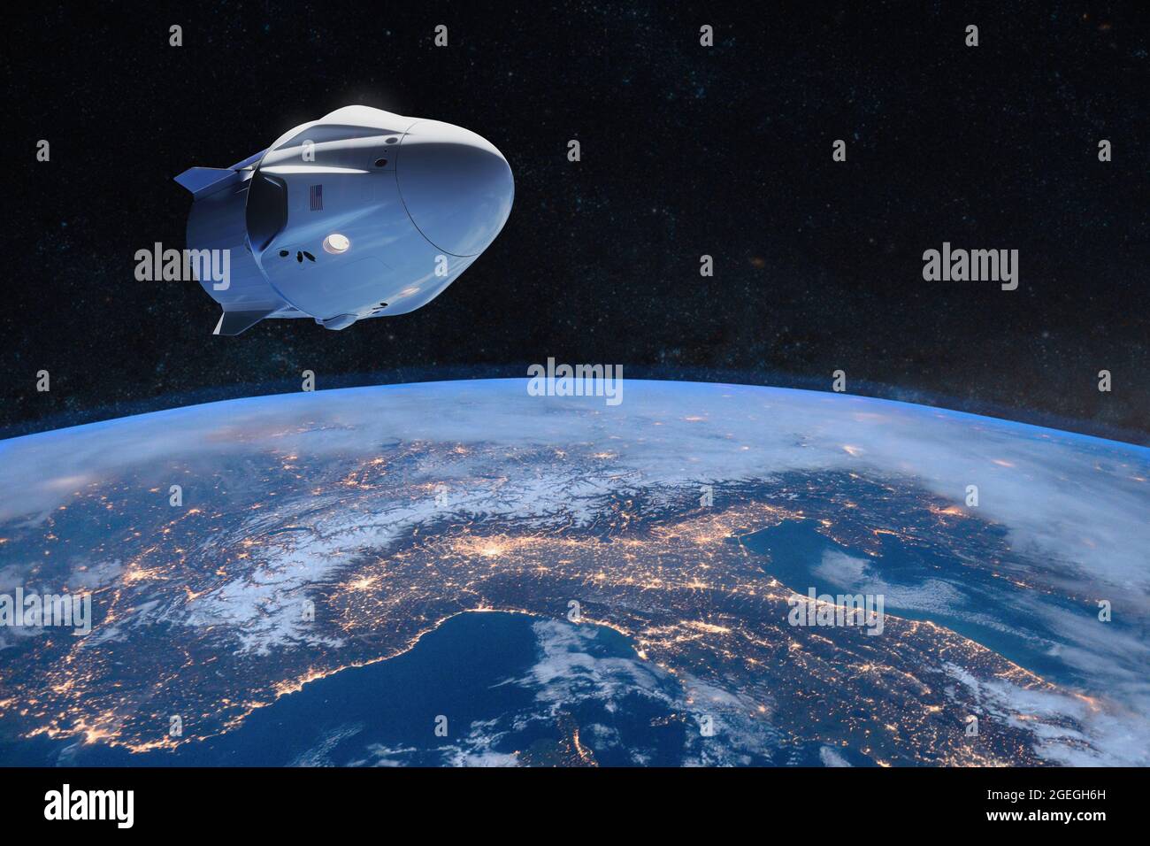 Cargo spacecraft in low-Earth orbit. Elements of this image furnished ...
