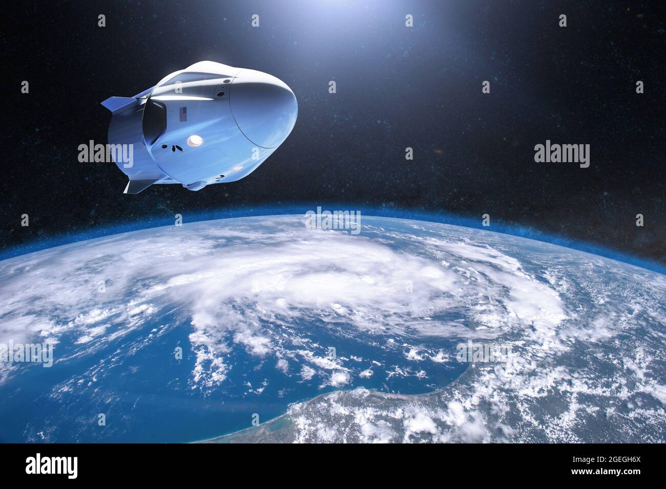 Cargo spacecraft in low-Earth orbit. Elements of this image furnished ...