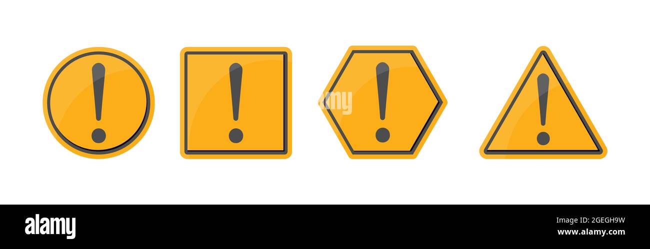 set of signs with a warning about danger. A sign of attention. Flat ...