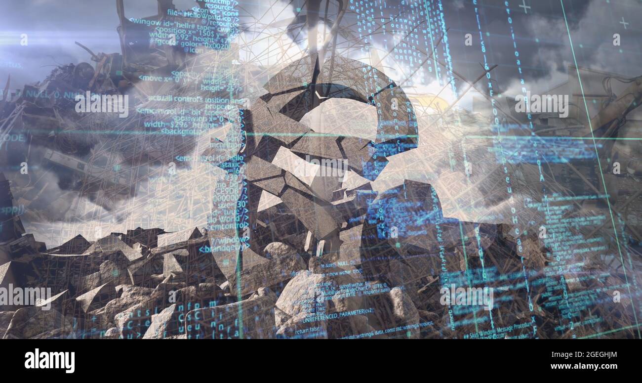 Data processing against broken Euro currency symbol Stock Photo - Alamy