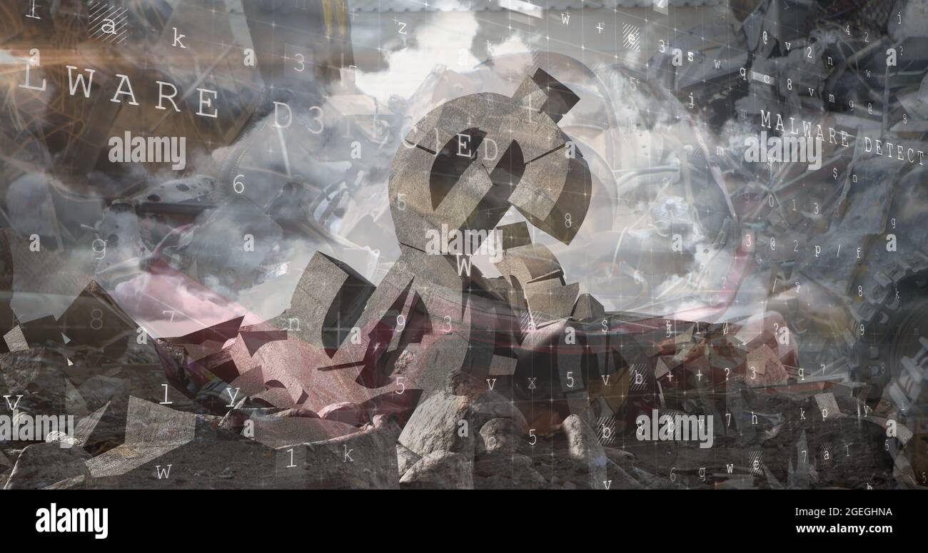 Cyber security data processing against broken American dollar currency ...