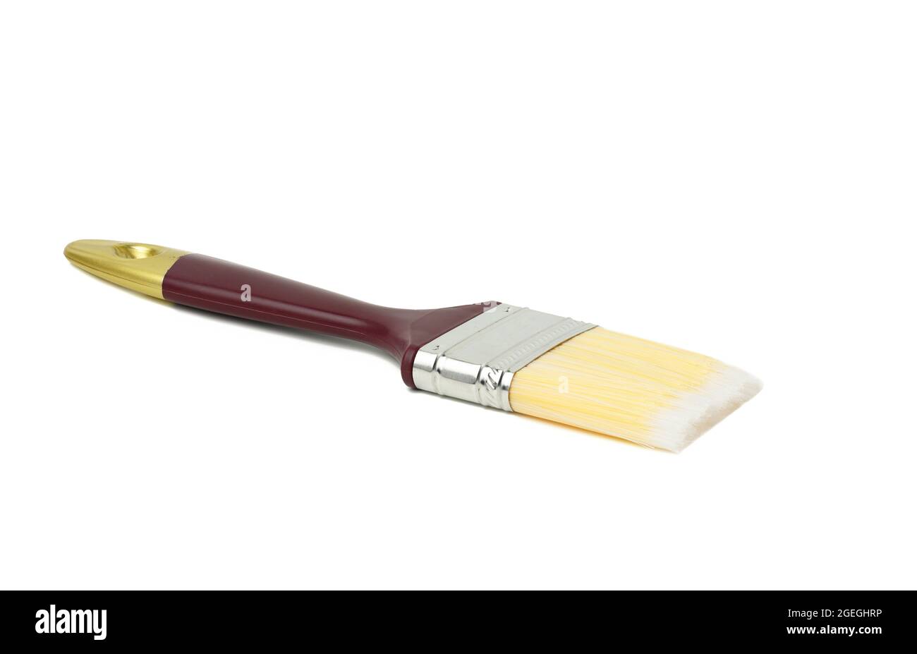 soft paint brush on wooden handle isolated on white background Stock ...