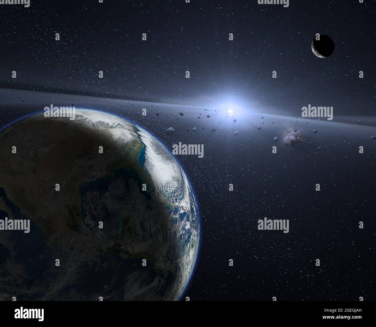 Earth in the outer space with beautiful moon. Elements of this image ...