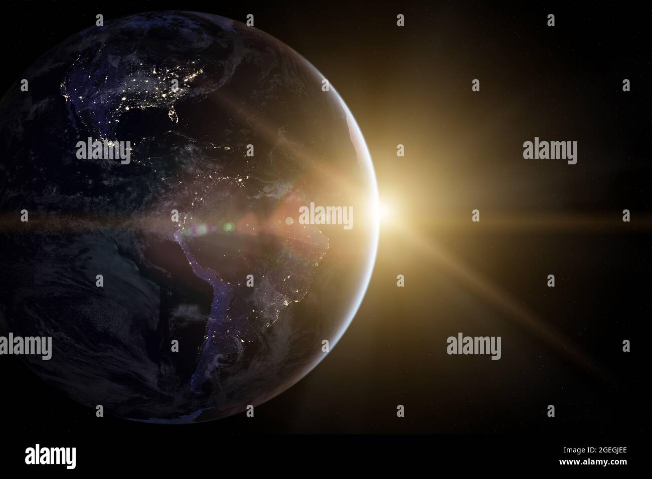 Earth in the space. Beautiful sunrise. Elements of this image furnished by NASA Stock Photo - Alamy