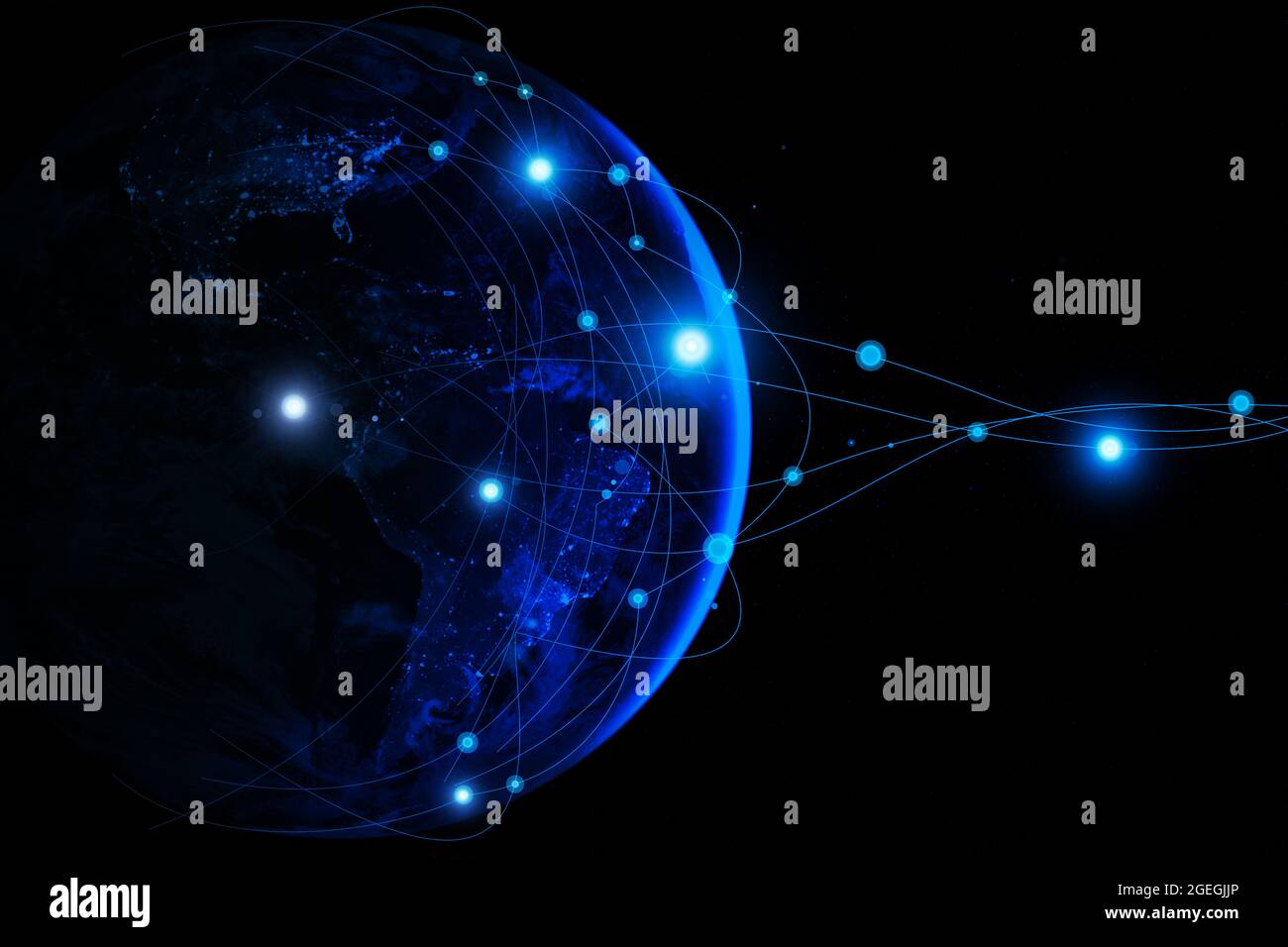 Earth from Space. Internet Concept of global business. Network and data ...