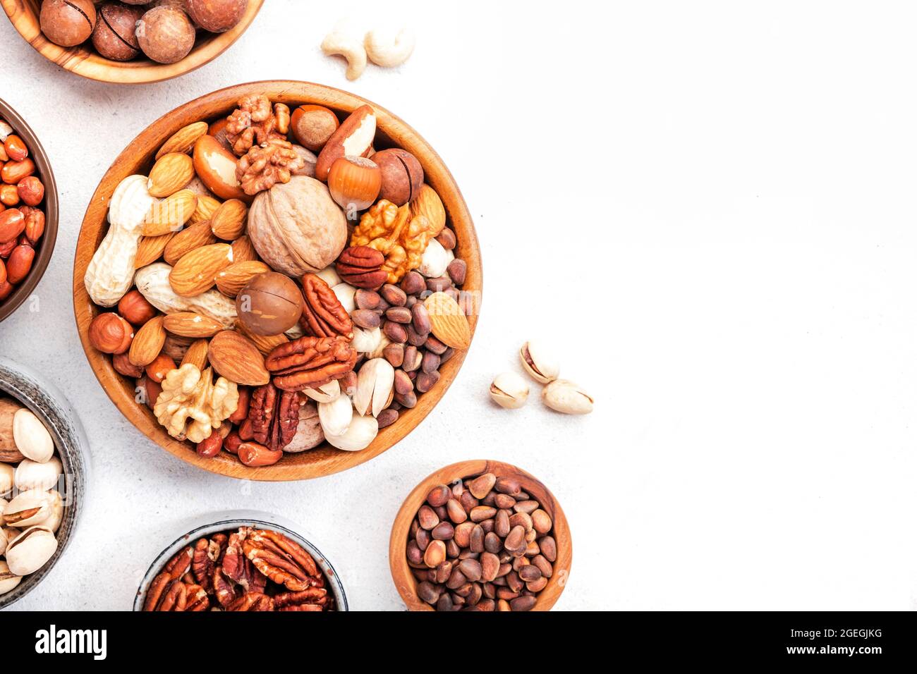 Nut mix in bowl. Almonds, hazelnuts, walnuts and other. Healthy food ...