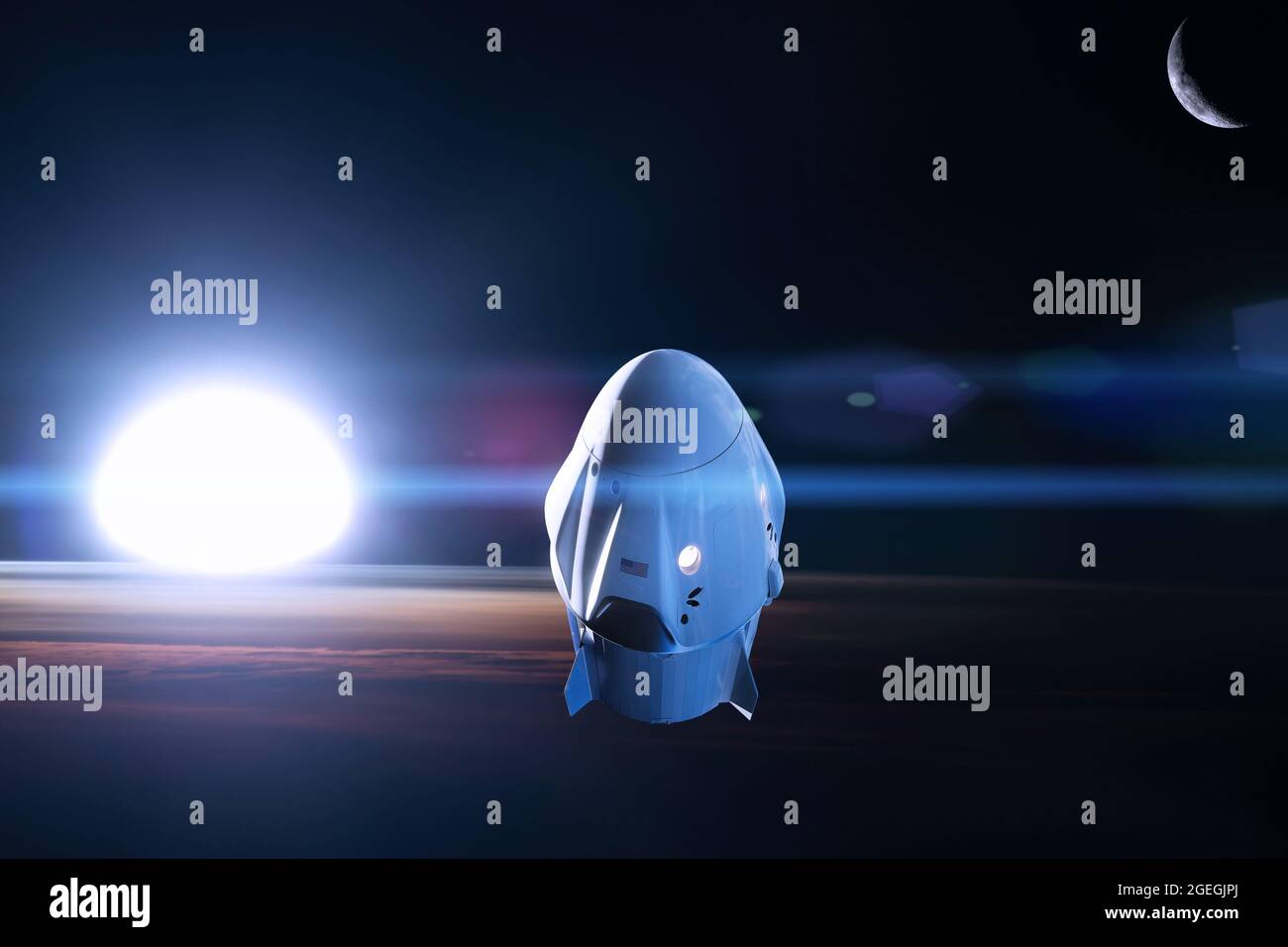 Cargo spacecraft in low-Earth orbit. Elements of this image furnished ...