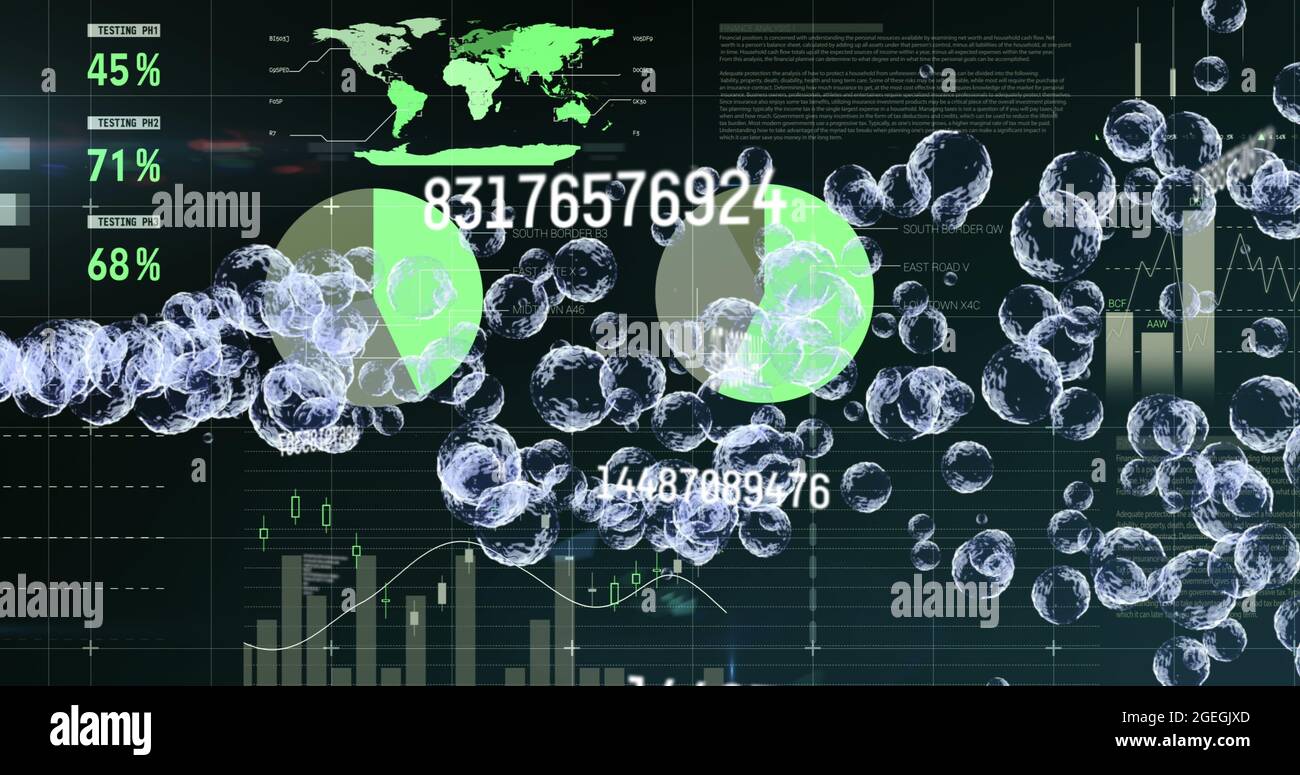 Image of financial data processing numbers changing with floating ...