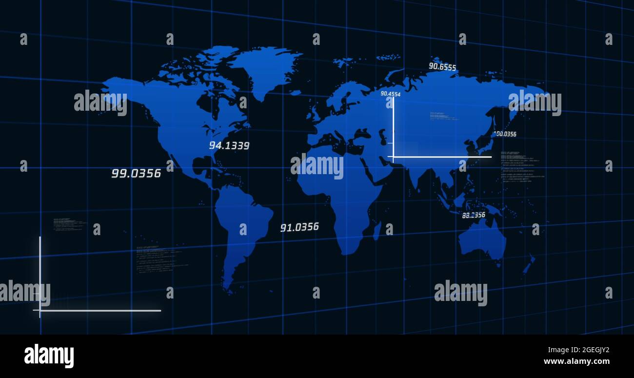 Image of financial data processing with statistics over world map Stock ...