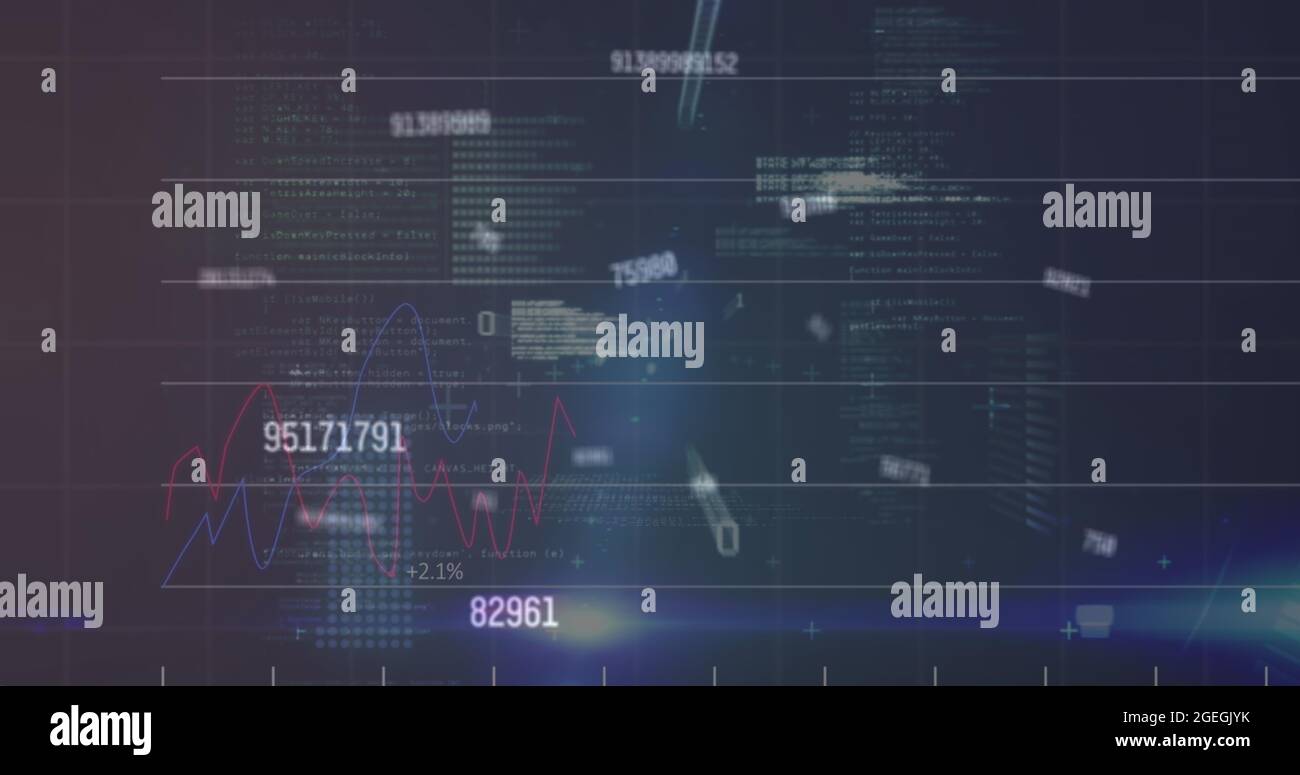 Digital image of multiple changing numbers against financial data ...