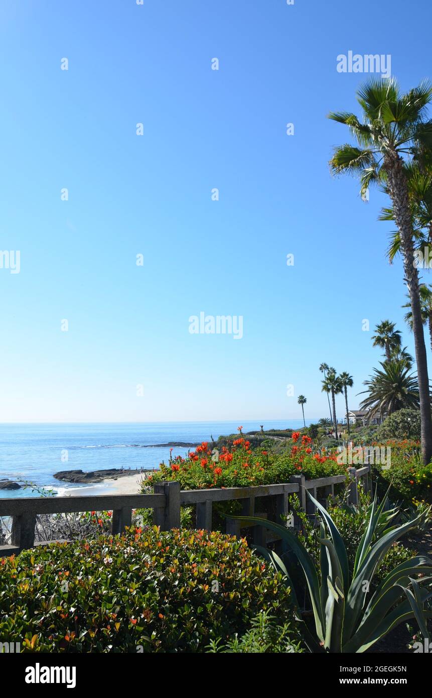 Scenic tropical landscape with sandy beaches overlooking the Pacific ...