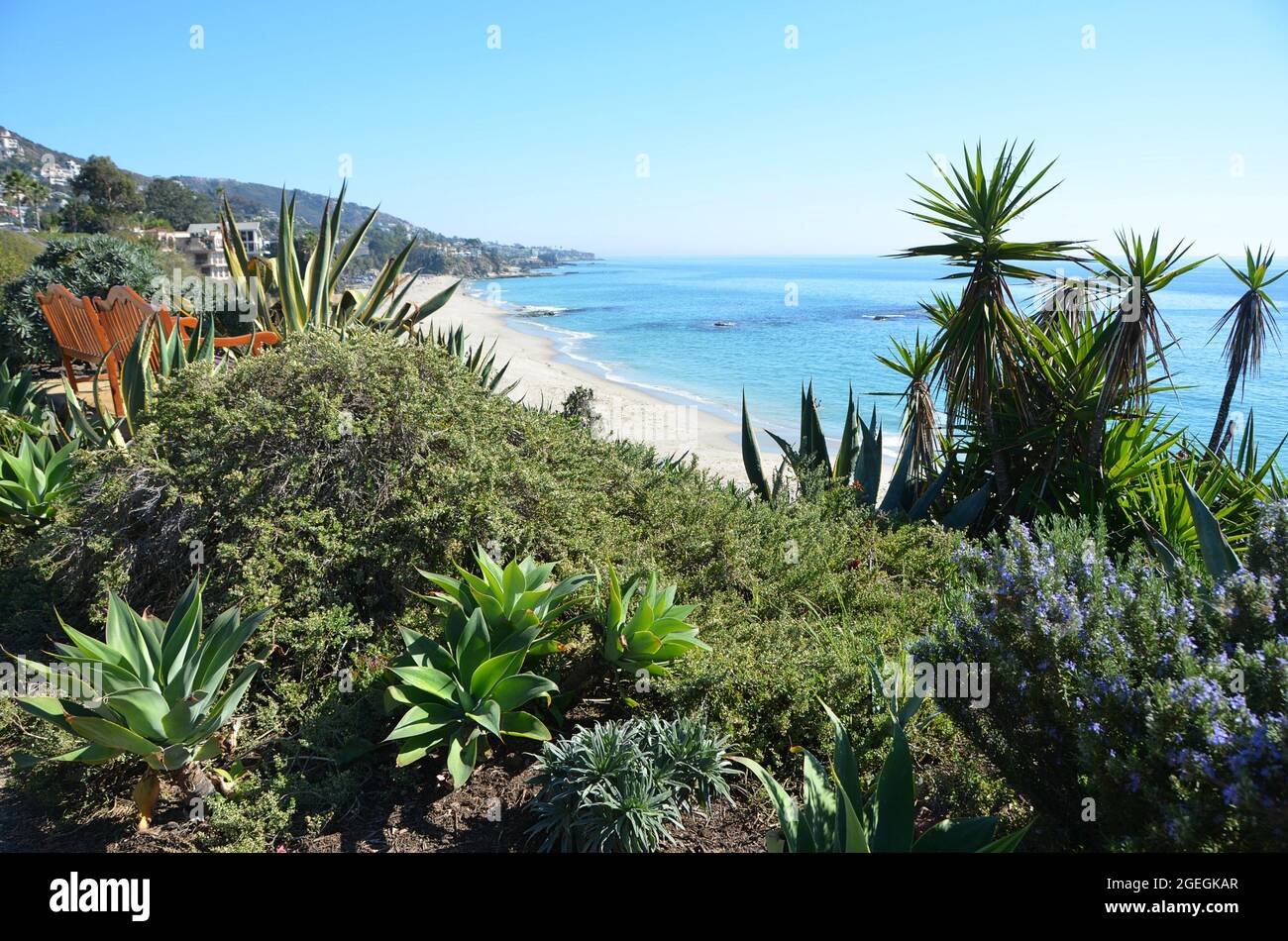 Scenic tropical landscape with sandy beaches overlooking the Pacific ...