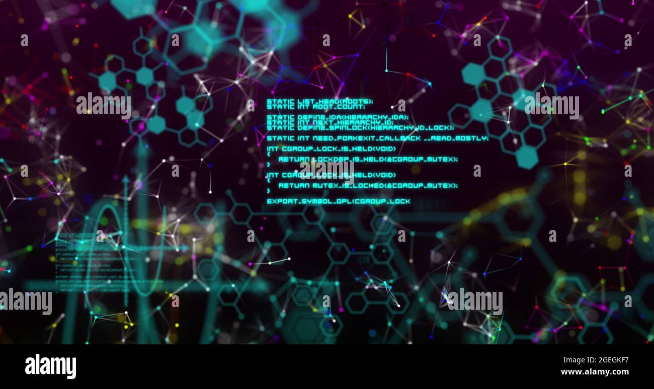 Molecular structures, network of connections and data processing Stock ...