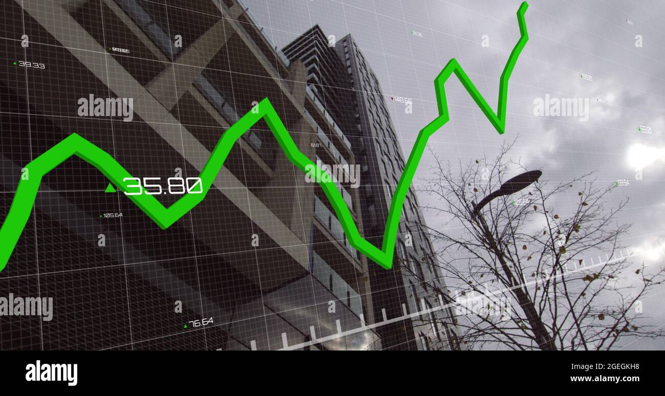 Financial curve over high building Stock Photo - Alamy