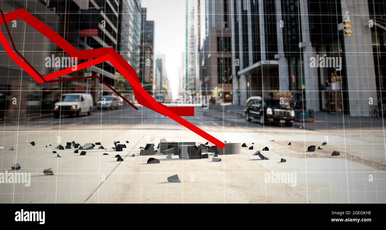 Financial curves falling over street city Stock Photo - Alamy