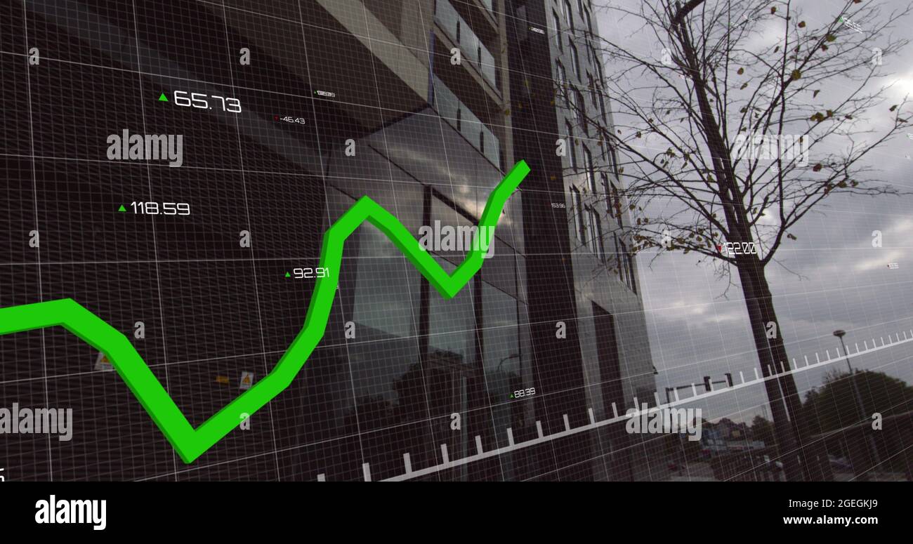 Financial curve over high building Stock Photo - Alamy