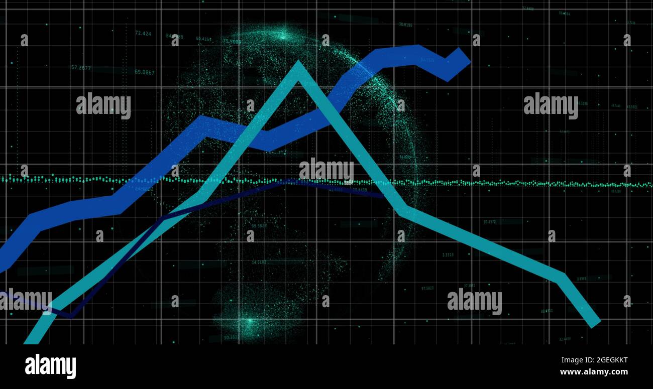Statistical data processing against globe hi-res stock photography and ...