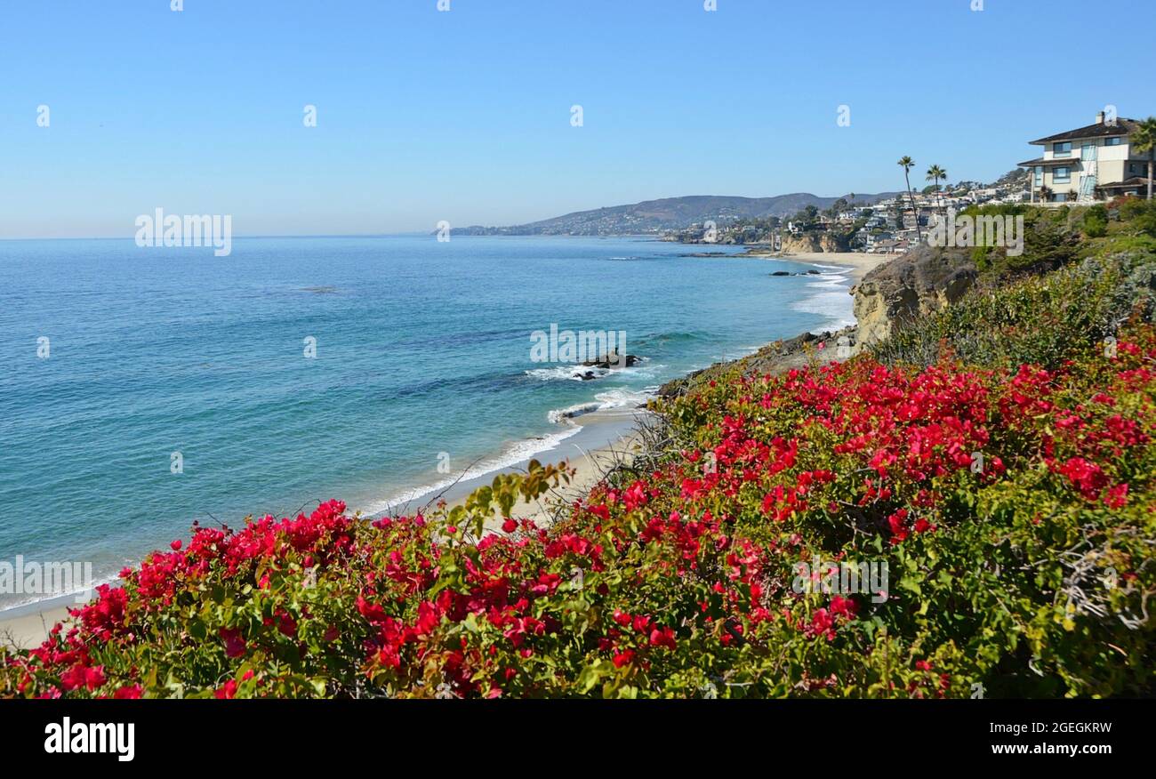 Scenic tropical landscape with sandy beaches overlooking the Pacific ...