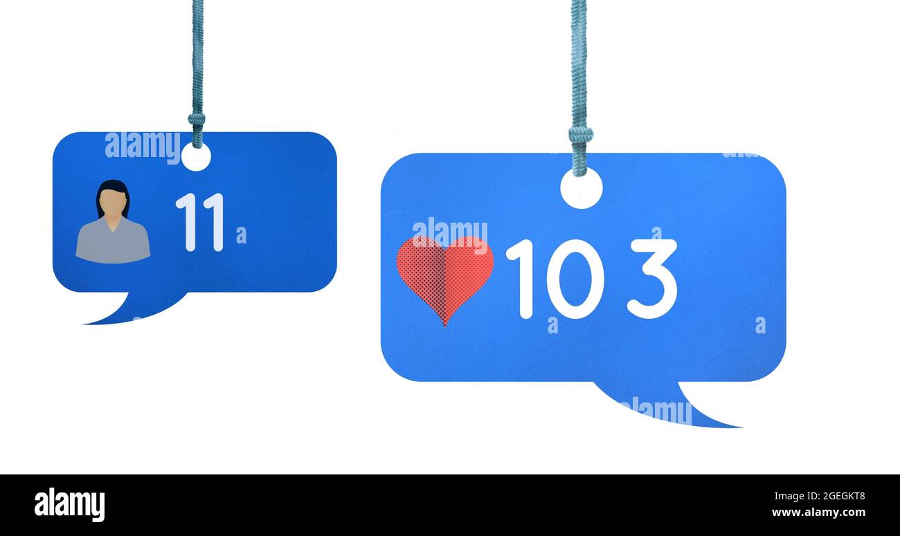 Profile and heart icons in a message bubble icon 4k Stock Photo - Alamy
