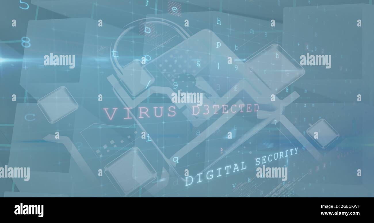Image of cybercrime online security warning text over online security ...