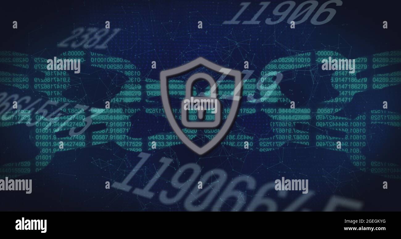 Image of online security padlock and chains with numbers changing Stock ...