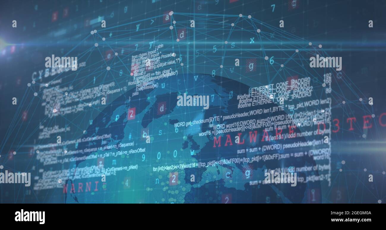 Image of data processing and network of connections over globe Stock ...
