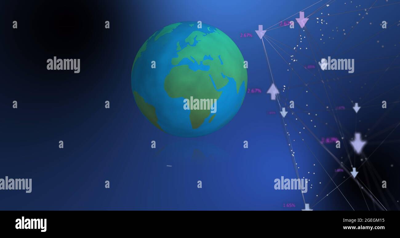 Image of scopes scanning and planet earth over grid Stock Photo - Alamy