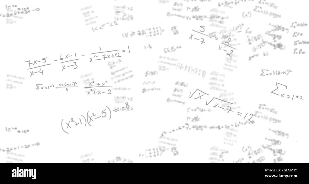 Image of math equations hand written on white screen Stock Photo - Alamy