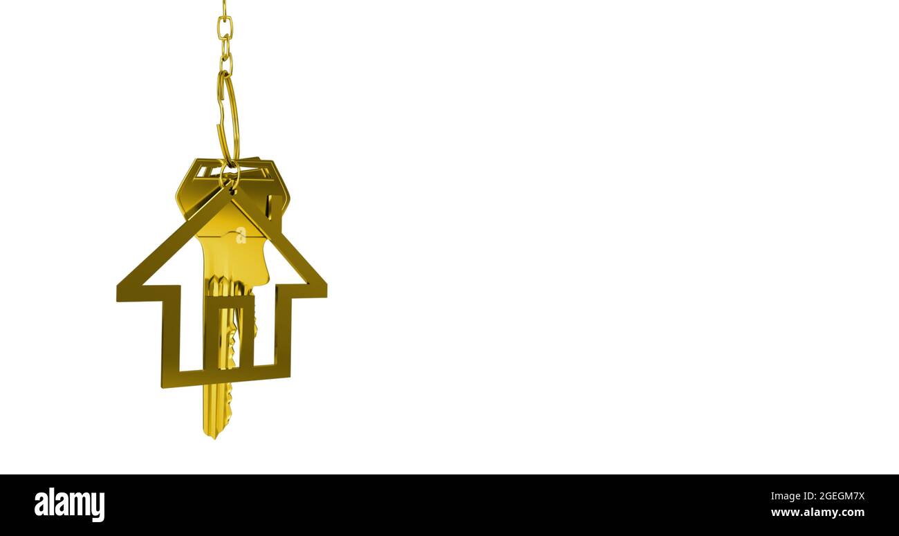 House keys and key fob hanging on white background 4k Stock Photo - Alamy