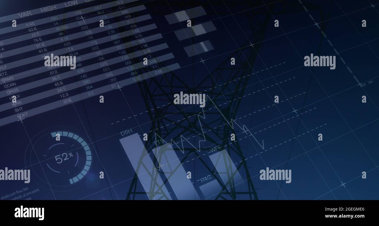 Graphs and statistics on transmission towers 4k Stock Photo - Alamy