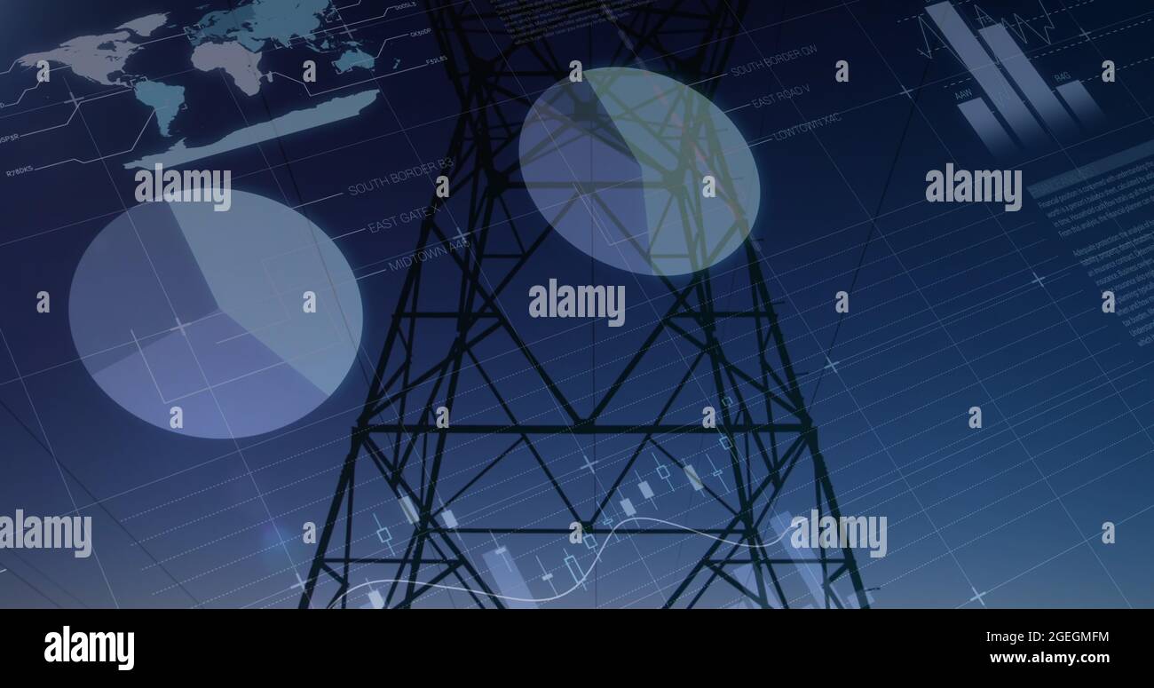 Graphs and statistics on transmission towers 4k Stock Photo - Alamy