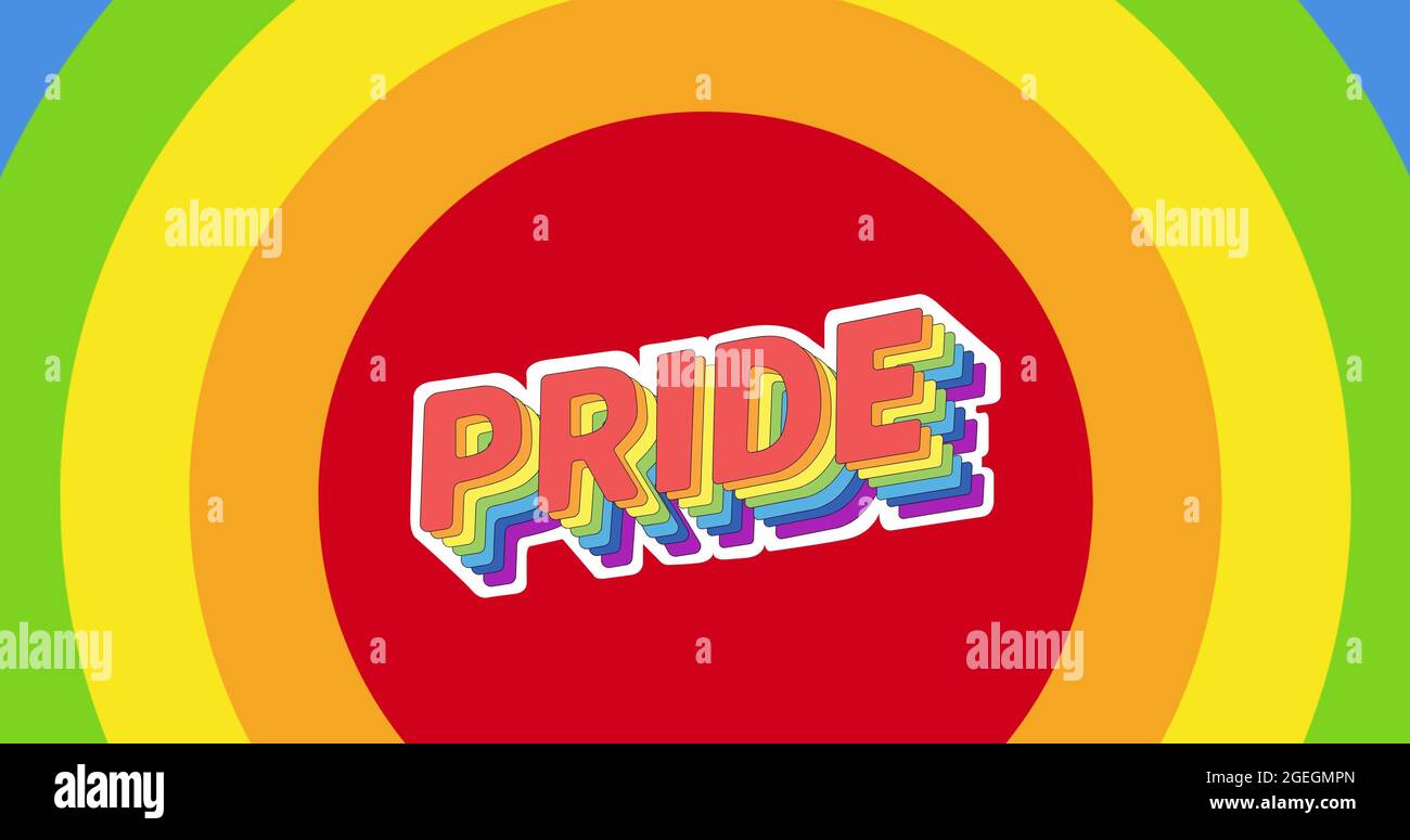 Pride text over rainbow stripes background Stock Photo - Alamy