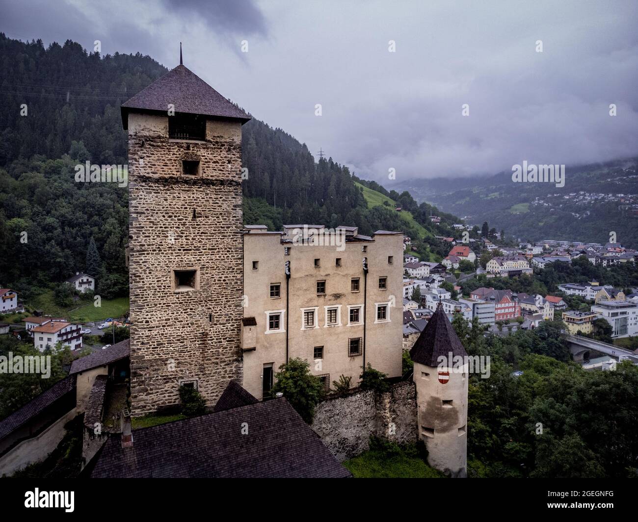 Landeck Castle in the Tyrolean village of Landeck in Austria Stock ...