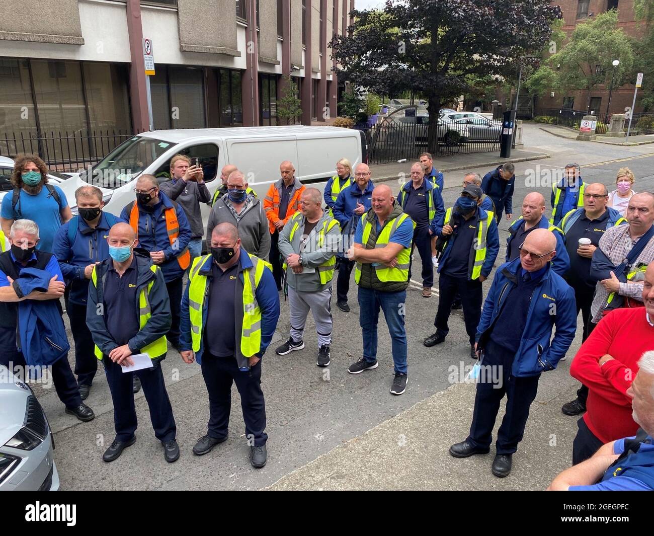 Bus drivers gathered outside hi-res stock photography and images - Alamy