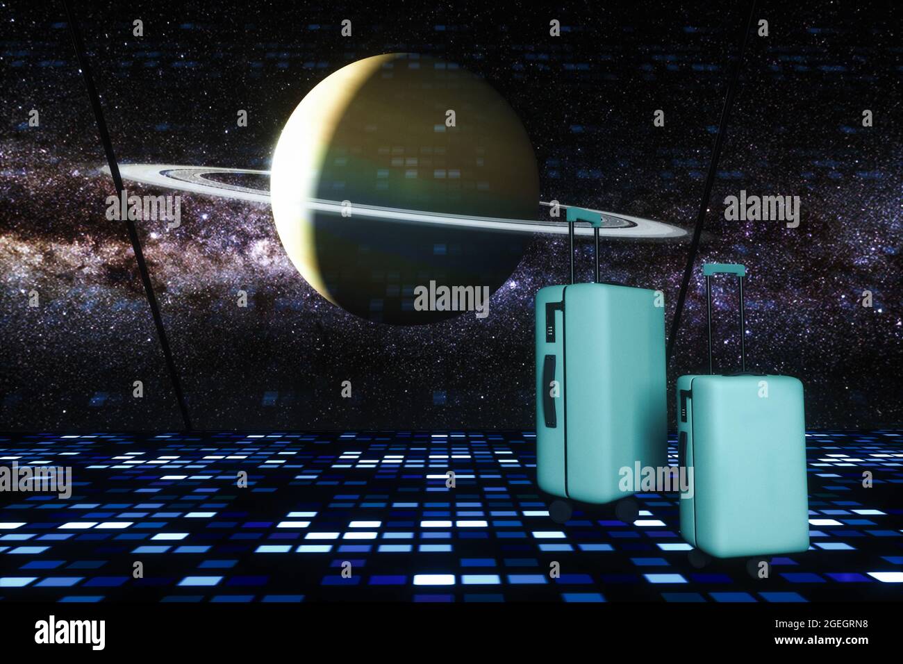 space tourism, vacation at saturn (3d rendering,this image elements ...