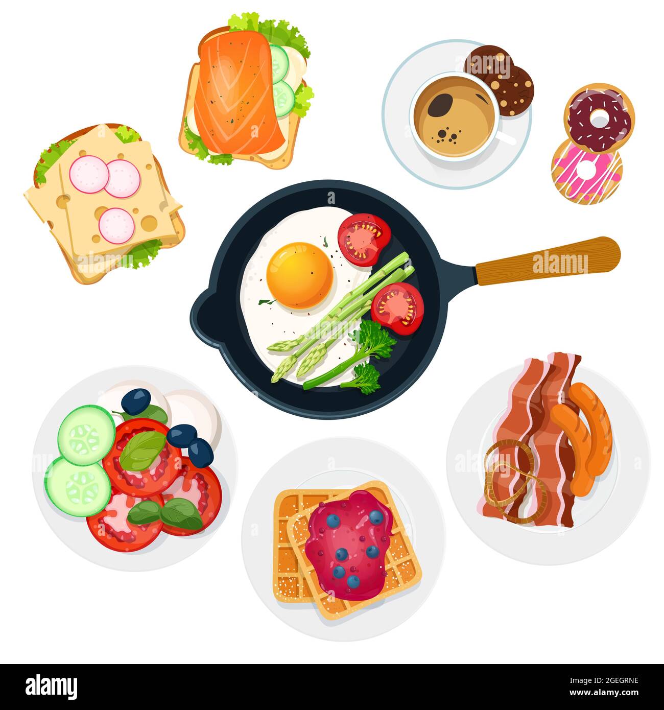 Top view fried sweet Stock Vector Images - Alamy