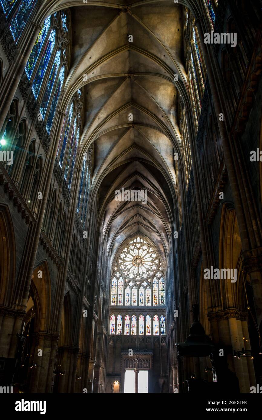 Interior architecture of Saint Stephen Cathedral of Metz Stock Photo ...
