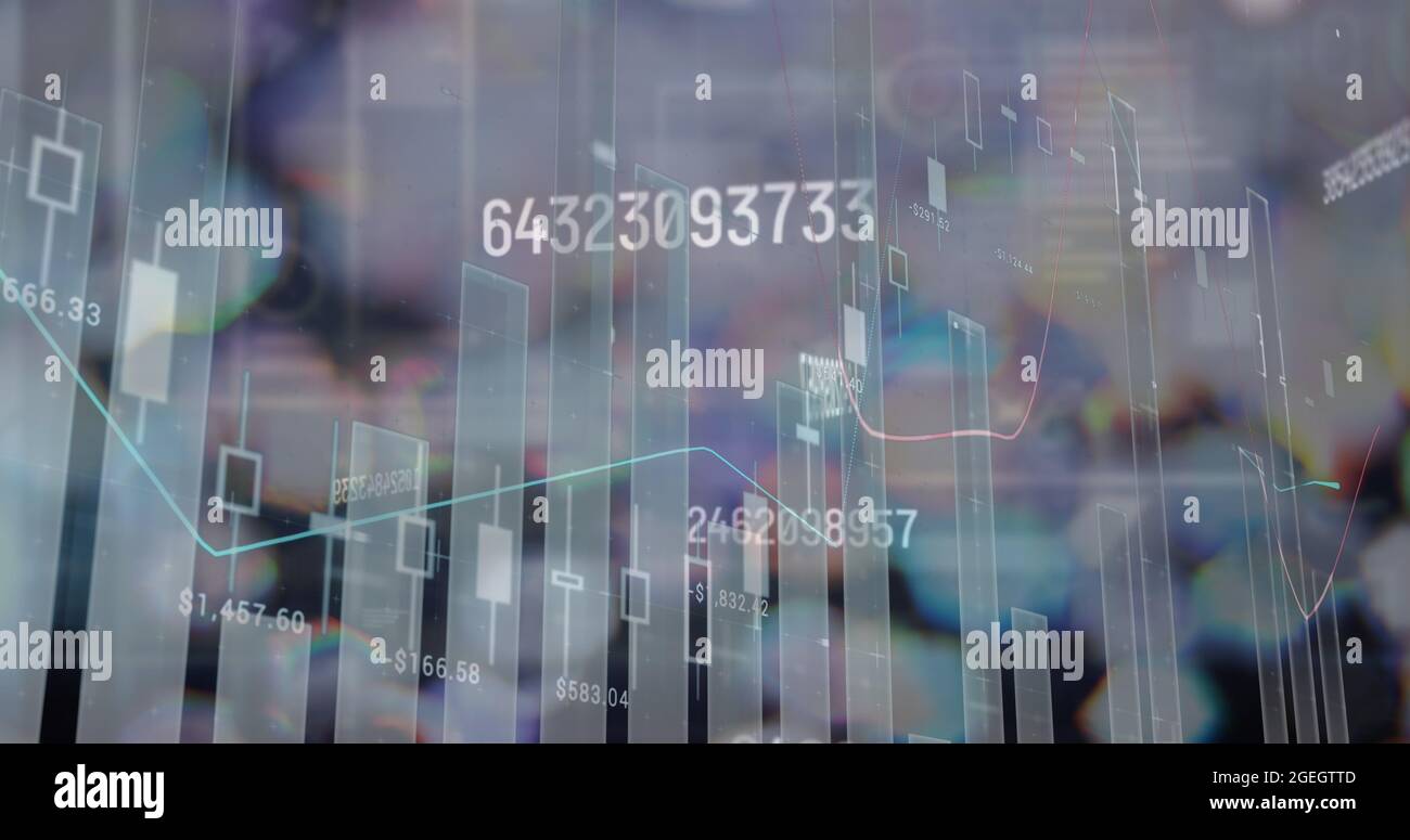 Digital composite image of multiple changing numbers and statistical data processing Stock Photo ...