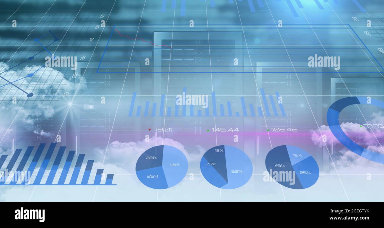 Digital image of statistical data processing over clouds against ...