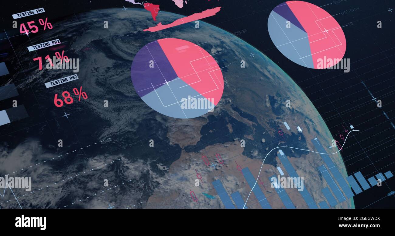 Graph and chart over earth Stock Photo - Alamy