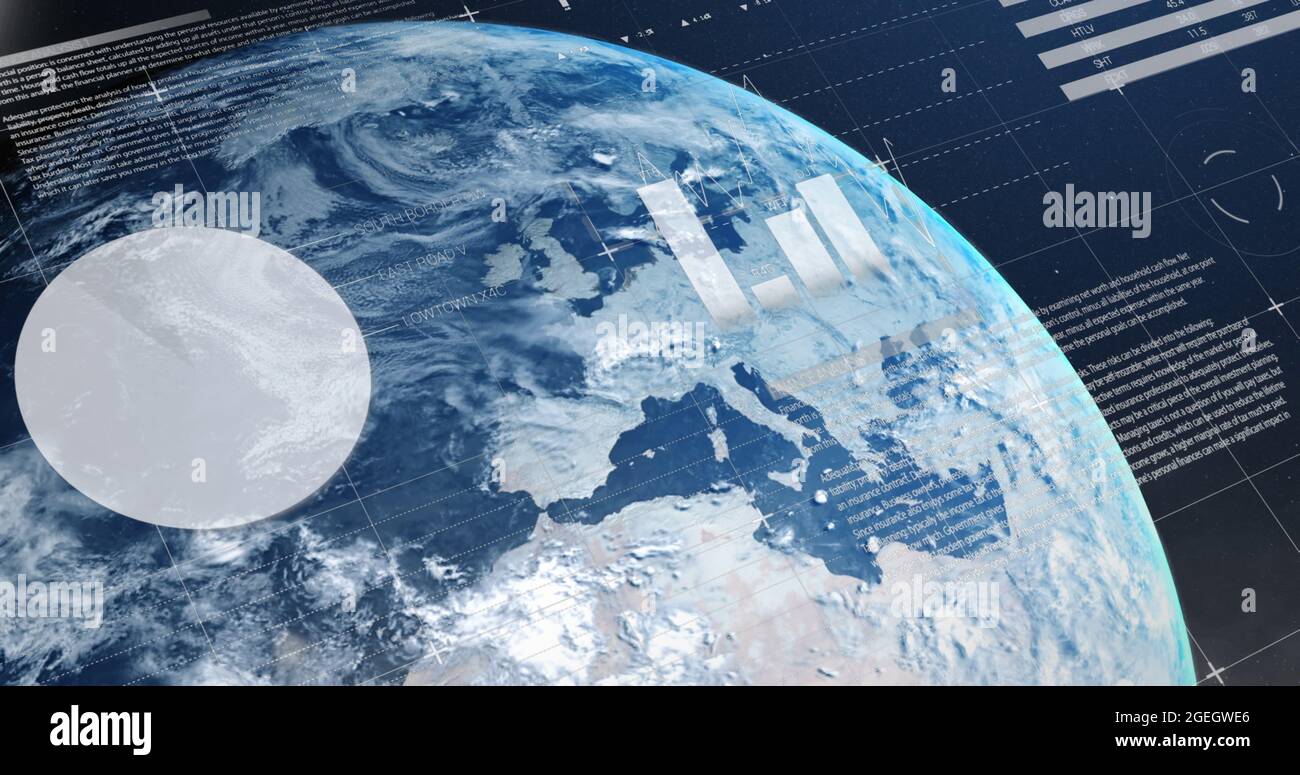 Graph and chart over earth Stock Photo - Alamy