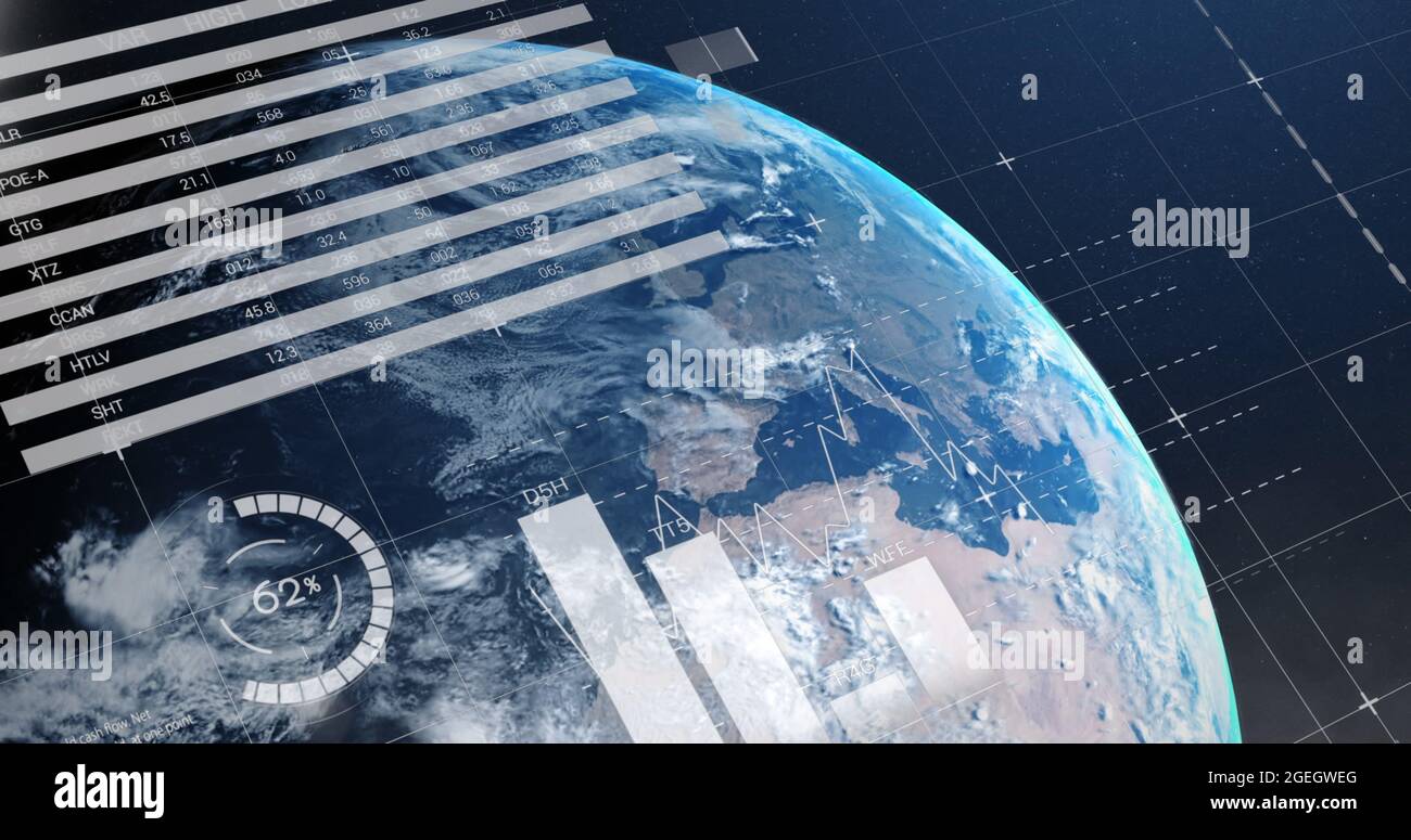 Graph and chart over earth Stock Photo - Alamy