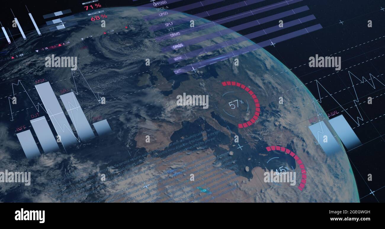 Graph and chart over earth Stock Photo - Alamy