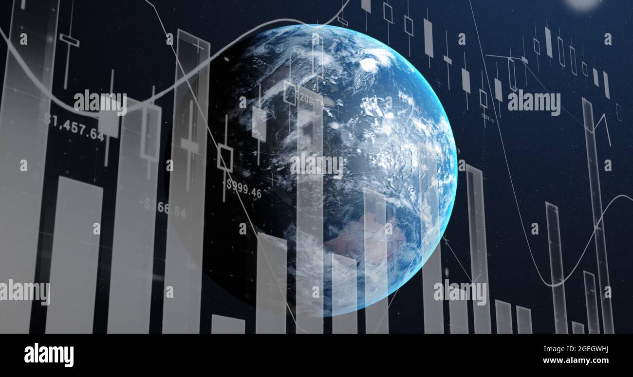 Graph and chart over earth Stock Photo - Alamy