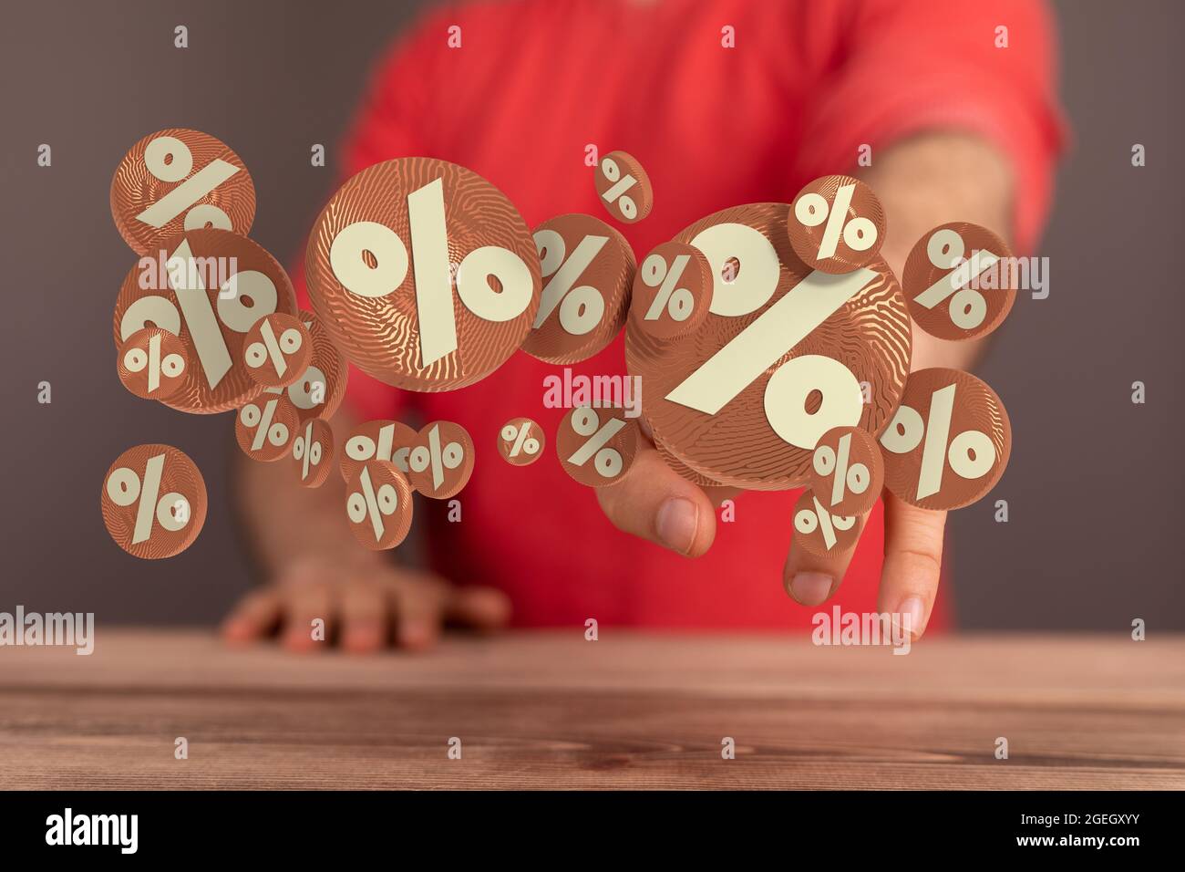 Percent sign 3d symbol modern in hand Stock Photo - Alamy