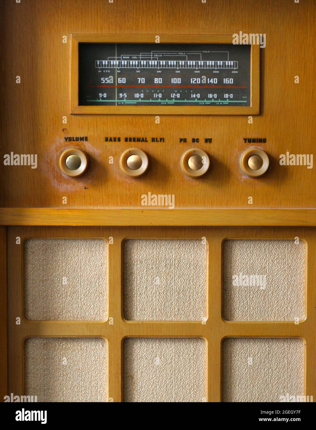Vintage Old Fashion Radio Close Up of Dials and Tuning Stock Photo - Alamy