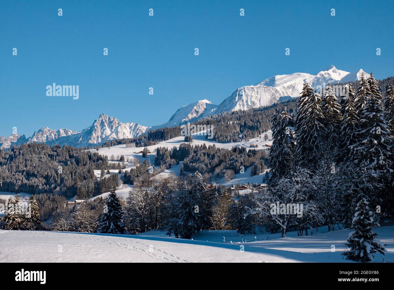 Between Combloux and Megeve (Alps, central eastern France): mountainous ...