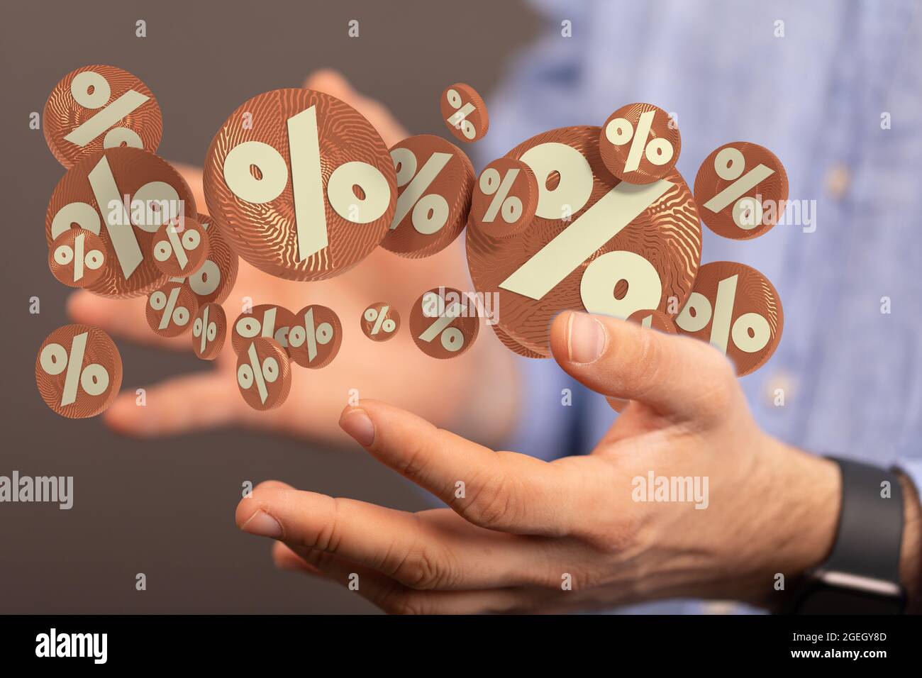 Percent sign 3d symbol modern in hand Stock Photo - Alamy