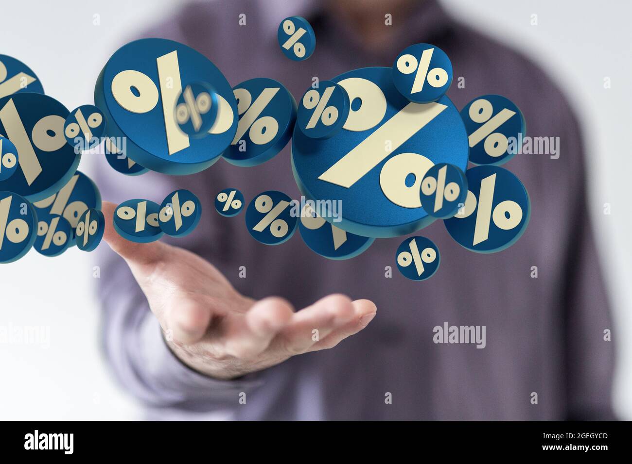 Percent sign 3d symbol modern in hand Stock Photo - Alamy