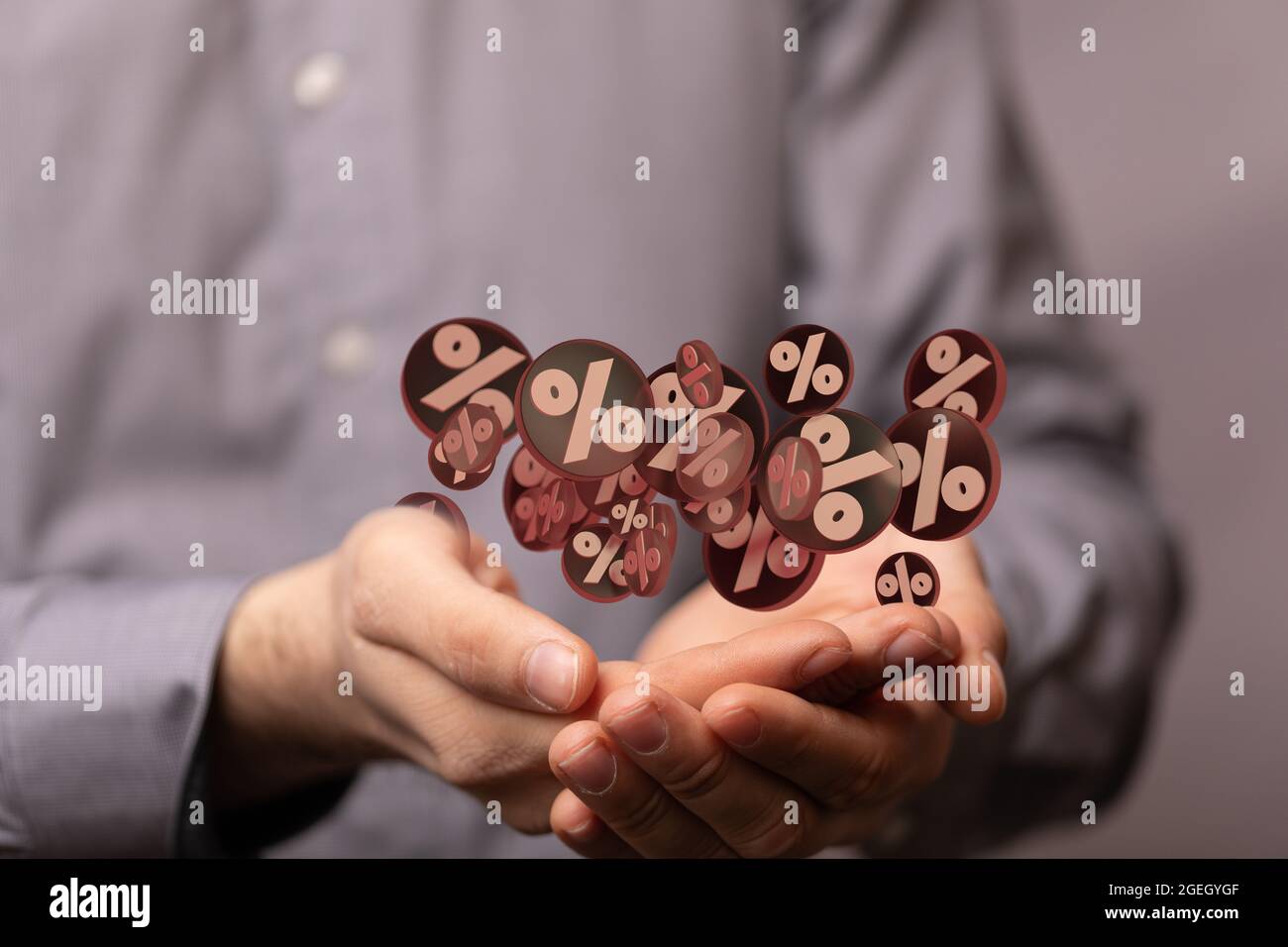 Percent sign 3d symbol modern in hand Stock Photo - Alamy